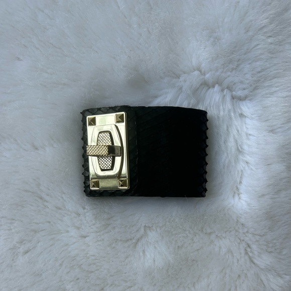 Jewelry | Faux Python Black Cuff Bracelet With Gold Hardware | Poshmark